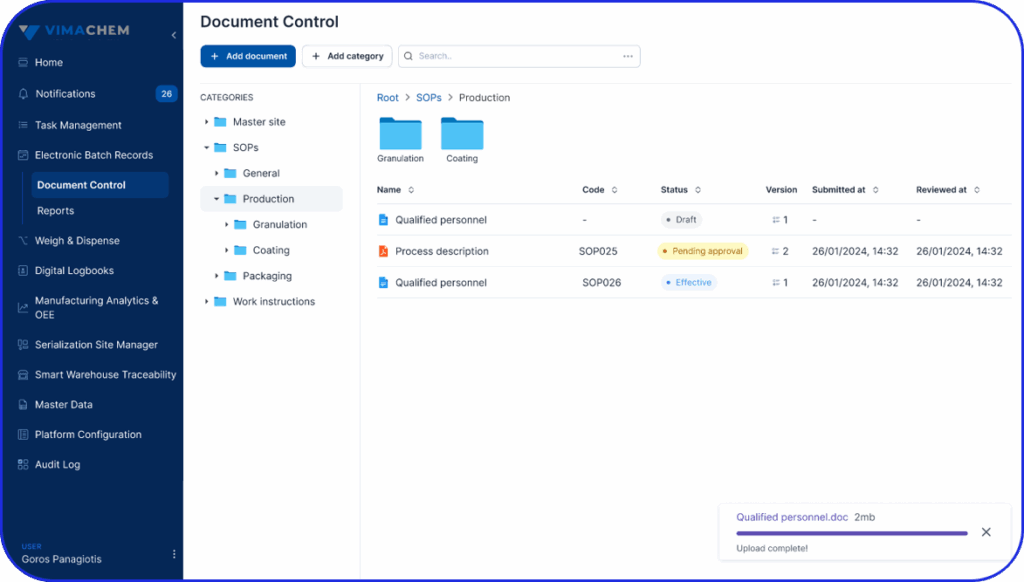 Pharma MES Software | Manufacturing Execution System | Vimachem
